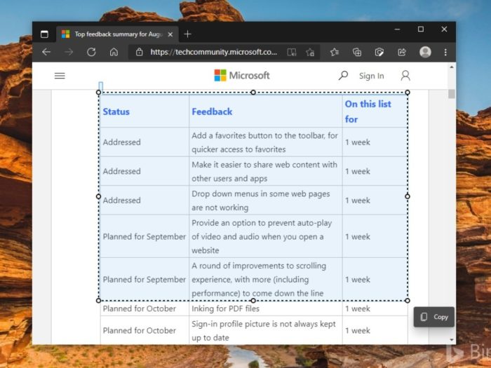 Microsoft Edge se dote d'une fonction de copie intelligente
