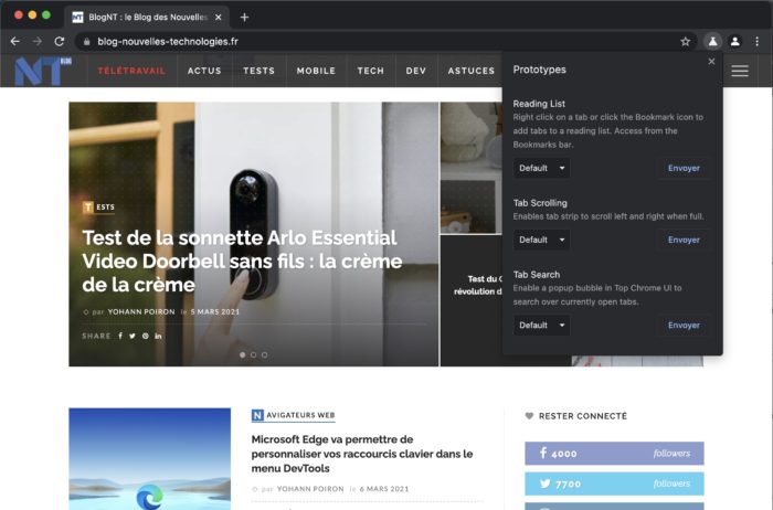 Chrome Labs, Google simplifie les tests de fonctionnalités expérimentales
