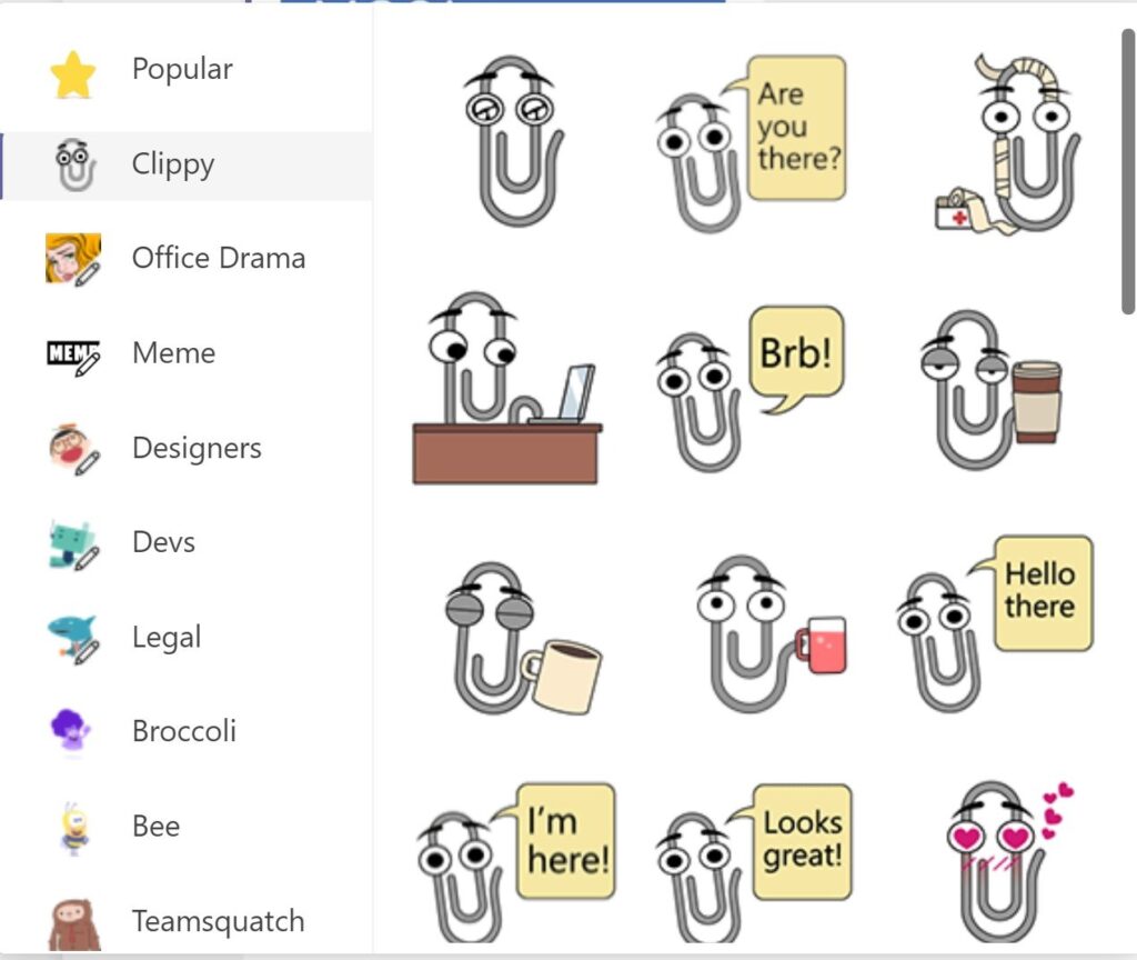 Clippy est de retour sous forme de pack d'autocollants sur Microsoft Teams